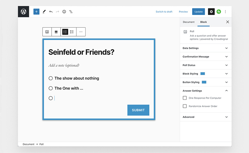 Say hello to our first Gutenberg Block: the Poll Block | Crowdsignal ...